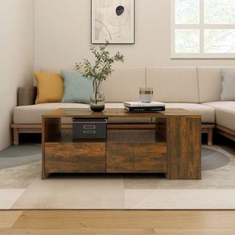 vidaXL Table basse Ch&ecirc;ne fum&eacute; 102x55x42 cm Bois ding&eacute;nierie