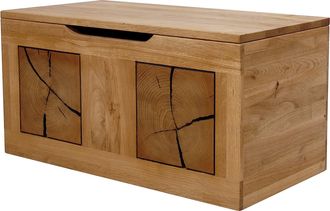 Möbelando Truhenbank KM-0660 aus Wildeiche massiv geölt in braun. Abmessungen (BxHxT) 80x40x40 cm