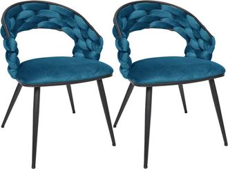 Altobuy Altobuy - oscar - Lot de 2 Chaises en Velours Bleu Canard Pieds Métal Noir