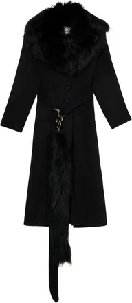 Blumarine Shearling-collar Charm-detail Coat
