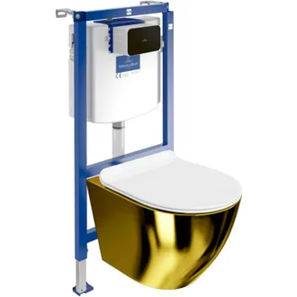 Domino Villeroy&boch wc Set mit Vorwandelement, Wand-WC und Sp&uuml;lknopf