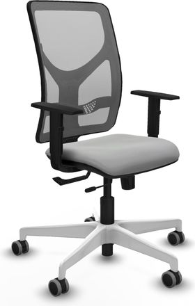 Piqueras y Crespo Stuhl aus grauem Netzstoff, mit 1D-Armlehnen, h&ouml;henverstellbare Lendenwirbelst&uuml;tze, ausgestattet mit Syncro/Traslack und Schneideschaum, mit Rollen vo