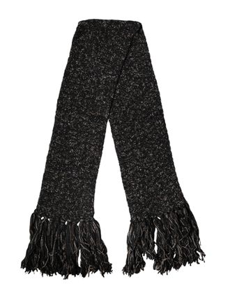 Dolce & Gabbana Mens Black Wool Fringes Neck Wrap Foulard Scarf