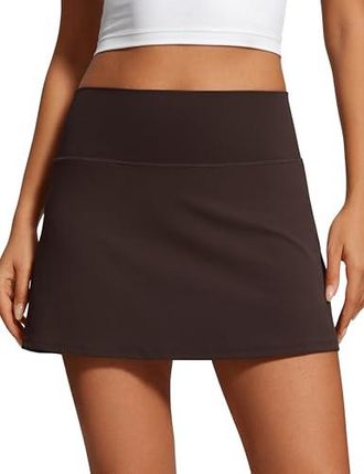 CRZ YOGA Butterluxe Jupe de Golf de Tennis de Type a pour Les Femmes avec des Poches Brun au Fudge Chaud 42