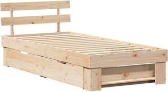 vidaXL Cadre de lit avec tiroir Marron 90 x 200 cm Bois massif en pin Vidaxl