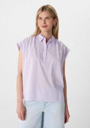 Comma Blusentop Bluse &Auml;rmellose Hemdbluse im Loose Fit mit Struktur-Streifen
