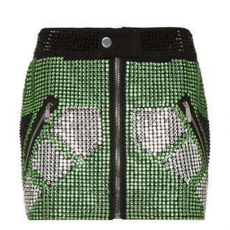 Philipp Plein Leather Strass Skirt Mini - - Skirts - Damen - Gr&uuml;n - M