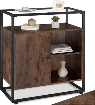 TecTake Kommode, Sideboard, Schrank mit Glasablage, Highboard, Barschrank 70 x 38 x 80,5 cm, Beistellschrank, Mehrzweckschrank, M&ouml;bel Wohnzimmer, Schlafzimmer