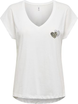 Only Onllenna Life S/S Heart V-Neck Top Csjrs
