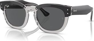 Ray-Ban Mega Hawkeye Sonnenbrillen Dunkelgrau Auf Grau Transparent Fassung Grau Glas 53-21
