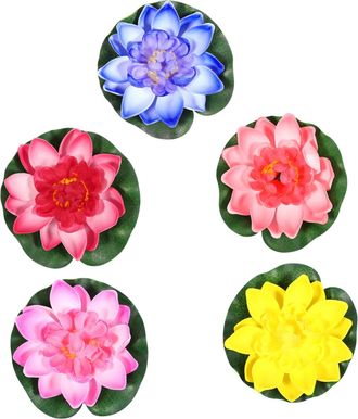 TOPBATHY 5stücke Künstliche Schwimmende Seerosenblumen Aus Eva Realistische Teichdekorationsblumen Für Aquarien Teiche Und Gartengestaltung