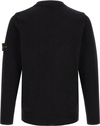 Stone Island Compact Knit Wool Sweater - Black