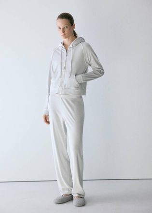 Mango Sweat en velours au toucher doux gris - Femme - S - MANGO