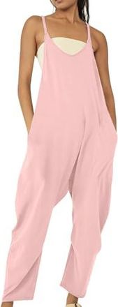 Generic Combinaison &agrave; jambes larges avec poches pour femme - Tenue une pi&egrave;ce - Robe barboteuse - Combinaison pour femme - Taille 42 - Combinaison bandeau - Ta