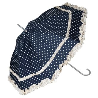 Von Lilienfeld Regenschirm Sonnenschirm Brautschirm Hochzeitsschirm Kostüm Tracht Auf-Automatik Mary Polkadots blau