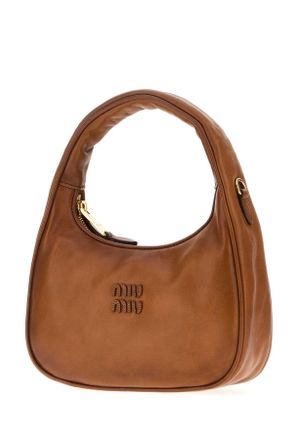 Miu Miu Womens Caramel Leather Wander Handbag Cognac Vitello Borse A Mano Bag