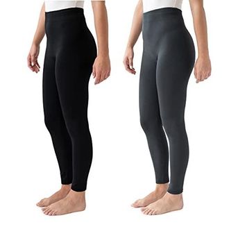 Muk Luks Womens 2 Pack of Leggings Bonneterie, Anthracite/Noir, L-XL (Lot de 2) Femme