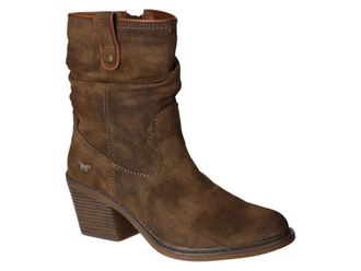 Mustang Jeans Damen Western Stiefelette Cowboy Boots Blockabsatz 1479-501, Größe:40 EU, Farbe:Braun