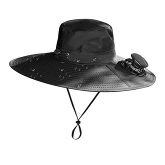 Generico Chapeau de ventilateur solaire large - chapeau de soleil &agrave; ventilateur solaire, chapeau de refroidissement &agrave; bord large en plein air | protection UV c