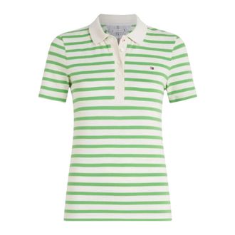 Tommy Hilfiger 1985 Slim Piqu&eacute; Streifen Polo Shirt - - Tops - Damen - Gr&uuml;n - 2XS