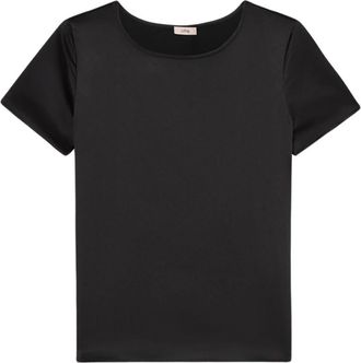 Oltre T-Shirt aus zwei Materialien - - Tops - Damen - Schwarzk - XL