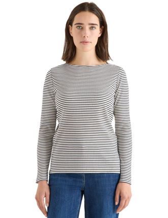 Cecil Damen 3228471 Gestreiftes Langarmshirt, Creamy White, XXL