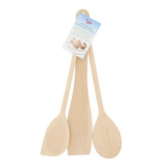 Tala Kochutensilien-Set aus FSC-zertifiziertem Buchenholz - 3-teilig - Pfannenwender, Kochl&ouml;ffel und Schaber - Hitzebest&auml;ndig, Schonend f&uuml;r Antihaftpfannen