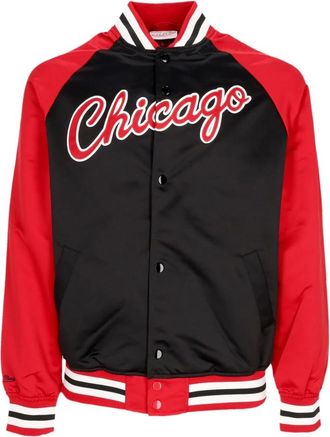 Mitchell & Ness Homme, Vestes, Noir, Taille: XL Veste Satin&eacute;e Double Clutch