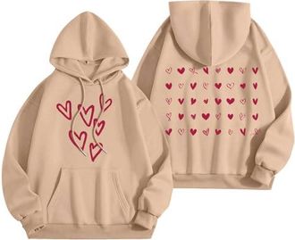 Generic Sweat &agrave; capuche imprim&eacute; tendance pour la Saint-Valentin 2026, kaki, XXL