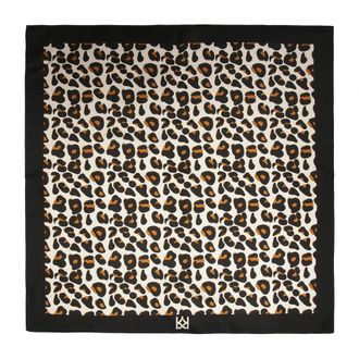 Kazar Femme, Accessoires, Brun, Taille: ONE Size &Eacute;l&eacute;gant foulard en soie &agrave; imprim&eacute; l&eacute;opard