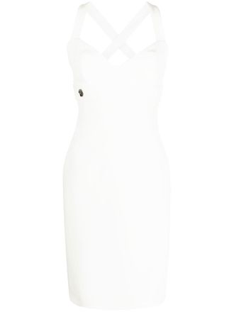 Philipp Plein robe courte en soie - Blanc