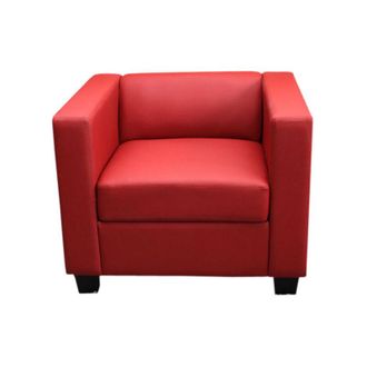 Hhg neuwertig] Sessel Loungesessel Lille Kunstleder, rot