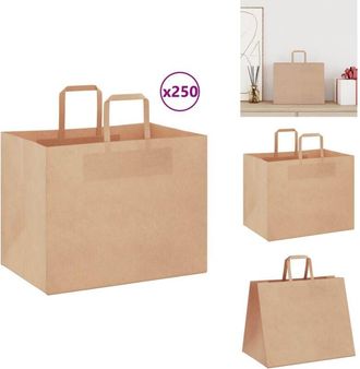 vidaXL Papiertragetaschen 250 Stk. mit Henkeln Braun 32x22x24 cm - Papiertragetasche - Papiertragetaschen - Papiert&uuml;te - Kraftpapiert&uuml;te