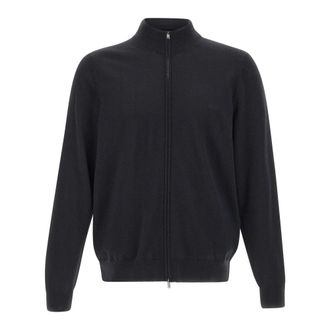 HUGO BOSS Gilet zipp&eacute; en pure laine vierge - Homme - Sweatshirts et sweats &agrave; capuche - Noir - Taille: M