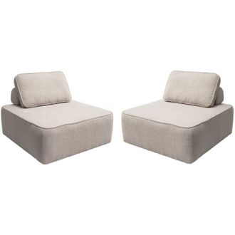 Sweeek 2er-Set Sessel Einsitzer f&uuml;r modulares Boucl&eacute;-Sofa, Boucl&eacute;, Beige