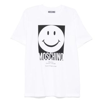 Moschino Smiley Zusammenarbeit Wei&szlig;es Crew Neck T-shirt - - Tops - Herren - Wei&szlig; - S