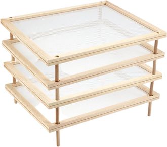 Generico Kr&auml;uter-Trockengitter - Stapelbarer Lebensmitteltrockner aus Holz mit Netz | Trockengitter aus Holz | Nudel-Trocknergitter | Obstaufbewahrungsregal | 