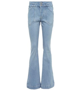 Frame Denim Jean Double Button Flare à taille haute