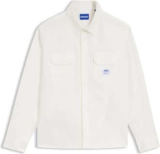 HUGO BOSS Herren Ekynone Hemd aus Baumwoll-Twill mit Logo-Label Wei&szlig; L