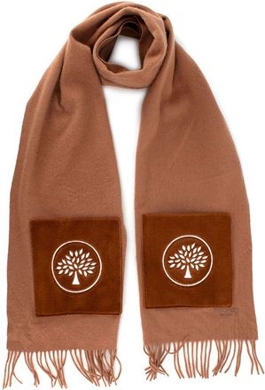 Mulberry Camel Tassel Scarf with Pocket Detail