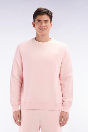 Eden Park Sweatshirt Surteint &Agrave; Col Rond En Molleton Coton Rose P&acirc;le Coupe D&eacute;contract&eacute;e