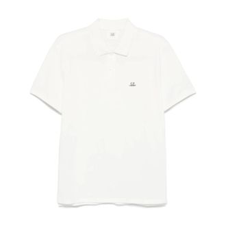 C.P. Company C.p. Company, Homme, Tops, Blanc, Taille: S Polo à Manches Courtes et Poignets Côtelés