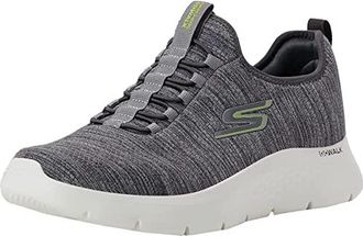 Skechers Homme Gowalk Flex-Athletic Slip-on Casual Walking Shoes with Air Cooled Foam Sneakers Basket, Bordure Textile Gris Citron, 39.5 EU