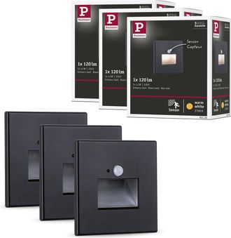 Paulmann 5272 Set LED Wandeinbauleuchte Edge 3er-Set 80x42mm 3x1,2W 3x25lm 230V 2700K Schwarz matt