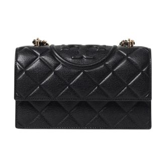 Tory Burch Femme, Sacs, Noir, Taille: ONE Size Sac bandouli&egrave;re en cuir matelass&eacute; avec cha&icirc;ne