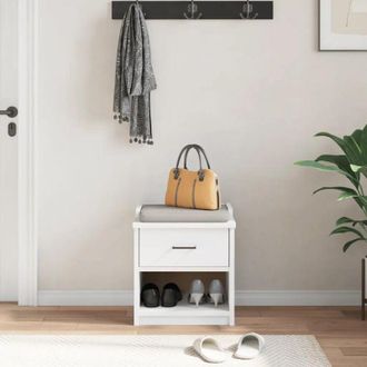 vidaXL Vidaxl - Flurbank sandnes Wei&szlig; 45x40x50 cm Massivholz Kiefer