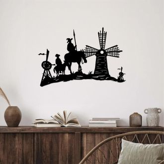 Generic Don Quijote Metall Wandkunst, Windm&uuml;hlen Dekor, B&uuml;cherwurm, Bauernhaus Dekoration, H&auml;ngend f&uuml;r Wohnzimmer, Geschenk Bibliothekar
