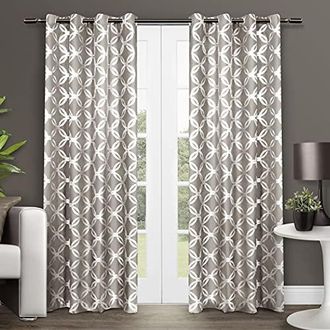 Exclusive Home Curtains Exklusiver Home Modo Vorhang mit Metallic-geometrischen Ösen, 1 Paar, Polyester Baumwolle, Natürlich, 54 W x 84 L (Pack of 2), 2