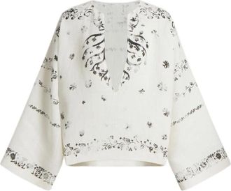 Alberta Ferretti Femme, Blouses et Chemises, Beige, Taille: 36 FR Chemise Imprim&eacute;e en Lin