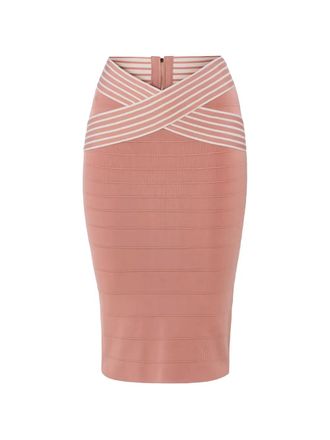 Elisabetta Franchi jupe mi-longue &agrave; d&eacute;tails ray&eacute;s - Rose